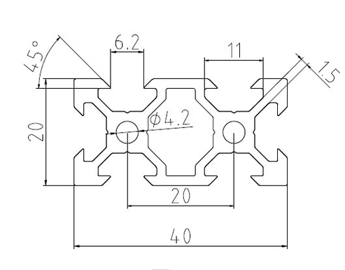 V-Rail Extrusion 2020 and 2040 – Printed Solid